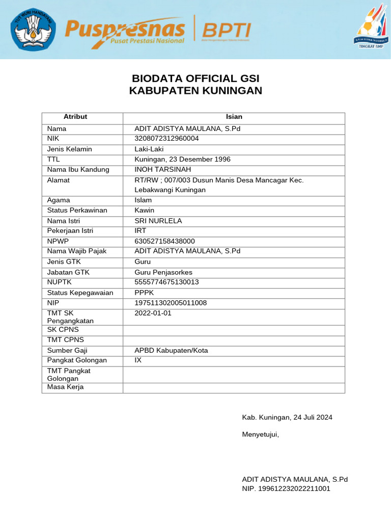 ADIT Biodata Official | PDF