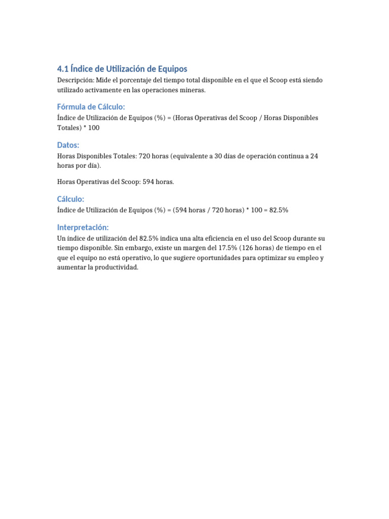 Indice de Utilizacion de Equipos | PDF