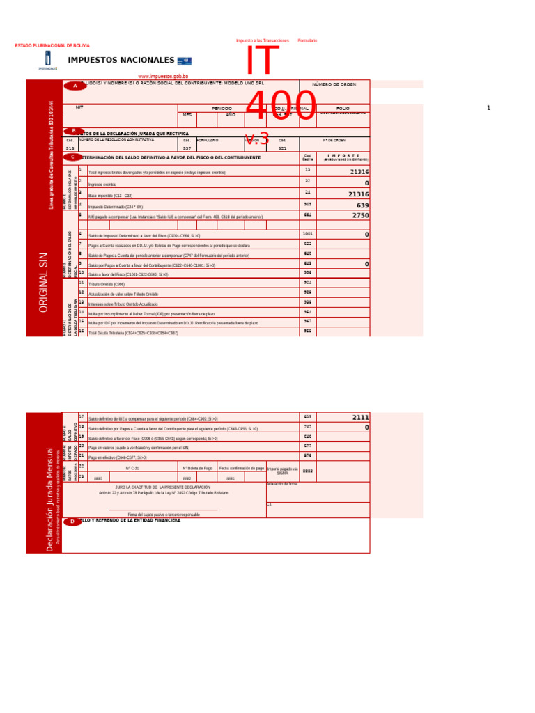 Formulario 400 | PDF | Impuestos | Finanzas del gobierno