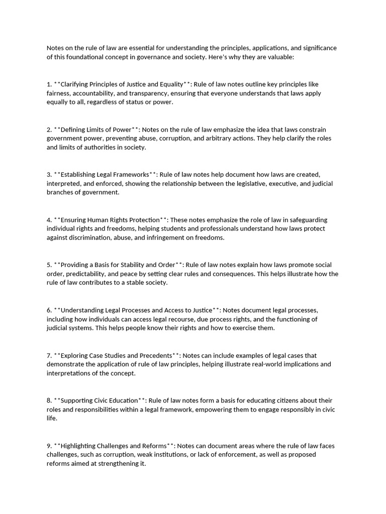 Notes On The Rule of Law Are Essential For Understanding The Principles ...