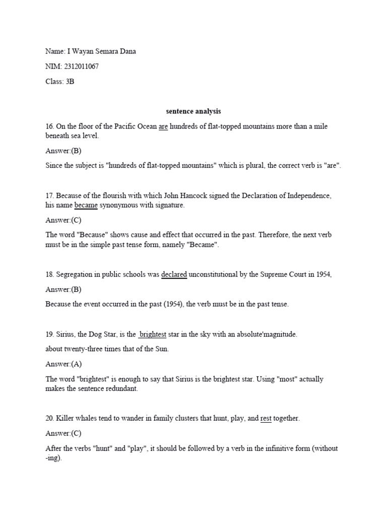 3B - 2 - 2312021067 - I Wayan Semara Dana | PDF | Verb | Syntax