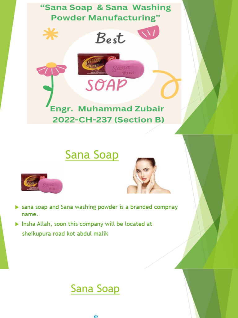 Presentaion About SANA SOAP | PDF | Detergent | Chemical Substances