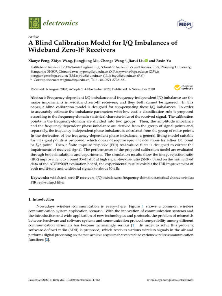 A Blind Calibration Model For IQ Imbalances of | PDF | Software Defined ...