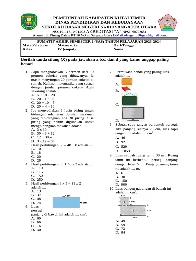 KLS 4 Soal Matematika Fix SMT 2 | PDF