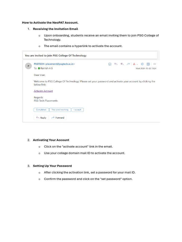 How To Activate The NeoPAT Account | PDF
