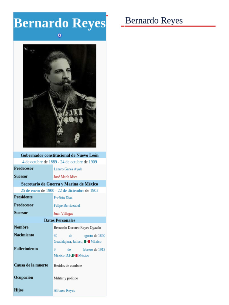General Bernardo Reyes | PDF | México