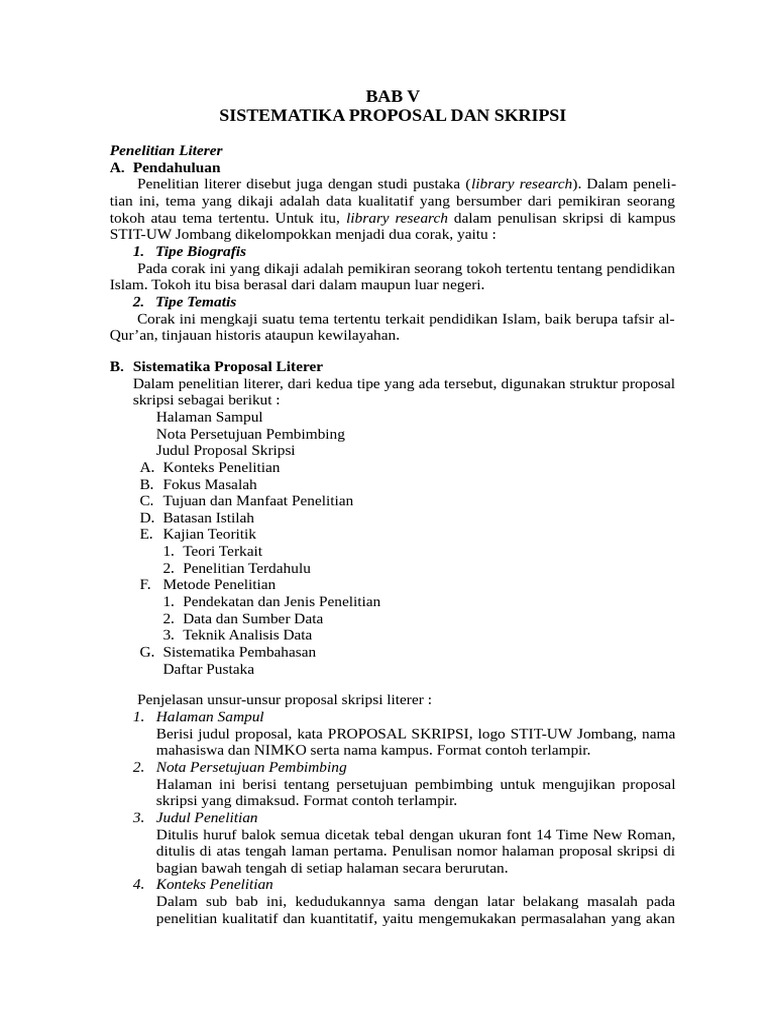 Sistematika Proposal Skripsi Literer | PDF | Karier & Perkembangan ...