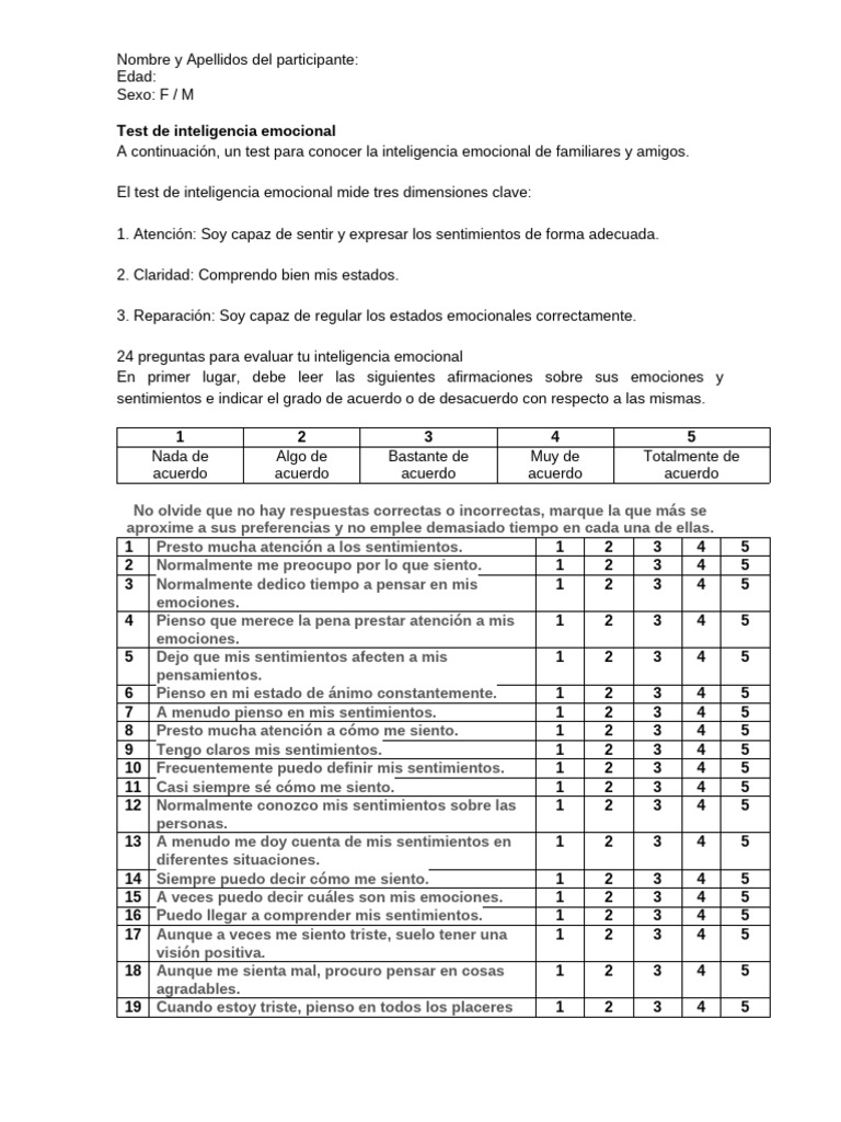 Test Ie | PDF | Las emociones | Inteligencia emocional