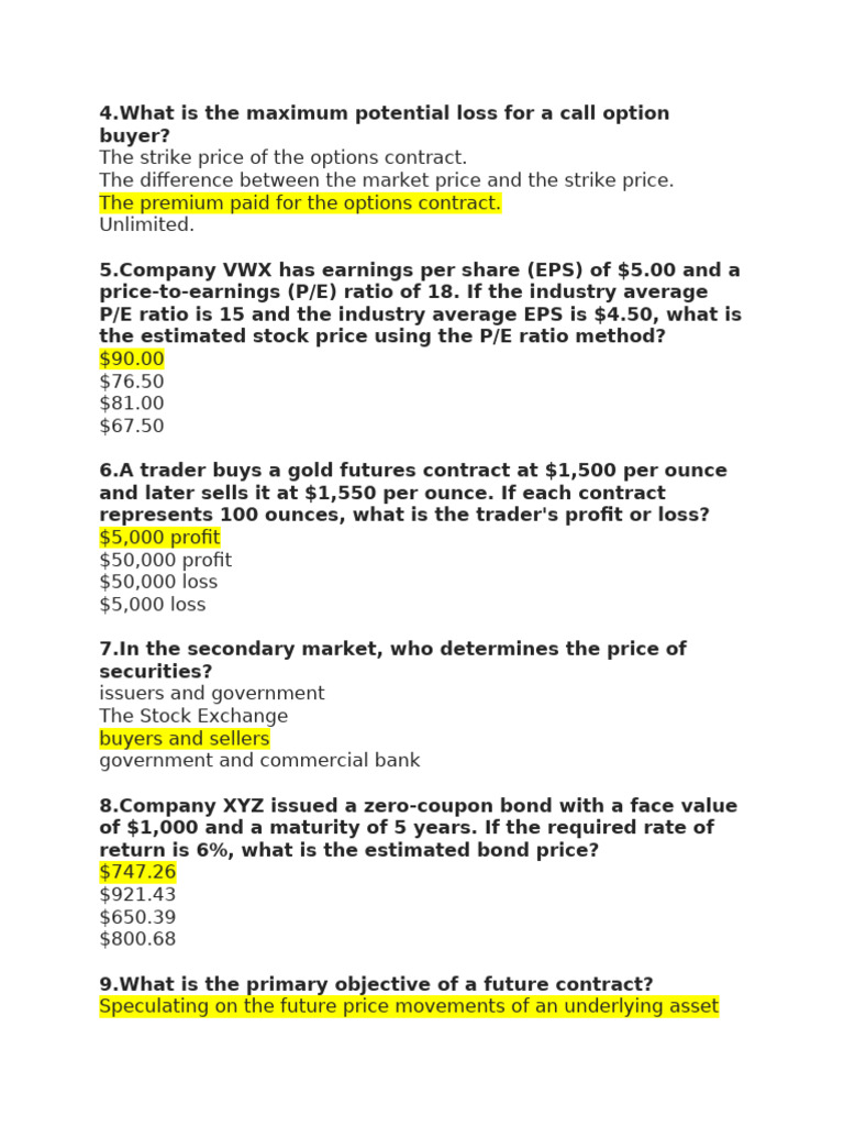 Mid Term Stock Market | PDF | Futures Contract | Option (Finance)