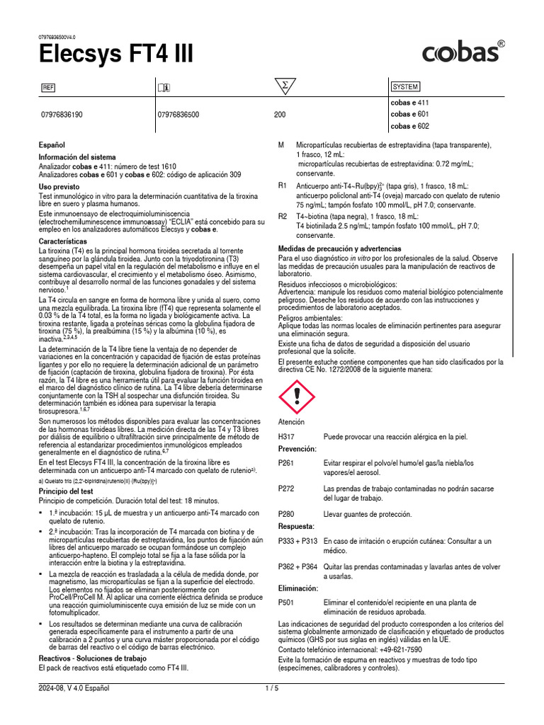 Insert - Elecsys FT4 III.07976836500.V4.es | PDF | Glándulas