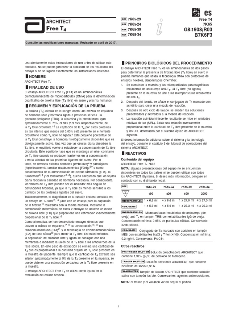 FT4 Vitros | PDF | Calibración