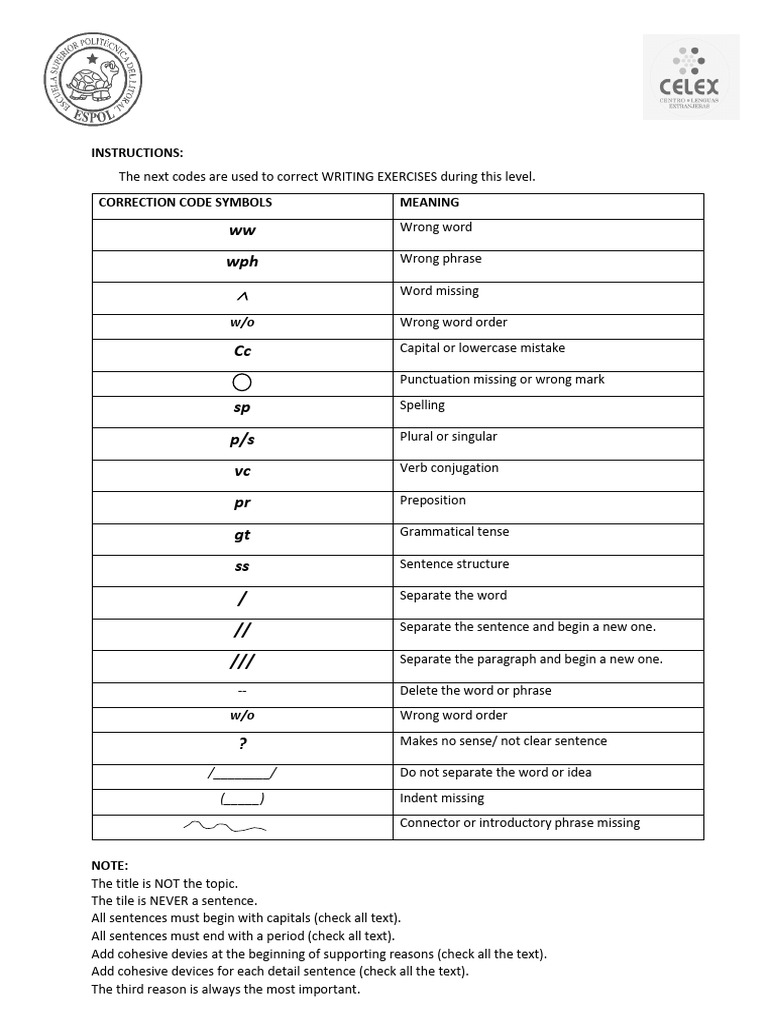 Worksheet Writing Correction Code | PDF