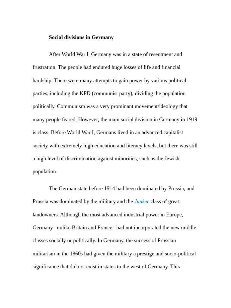 Conditions in Germany That Lead To The Authoritarian State Social ...