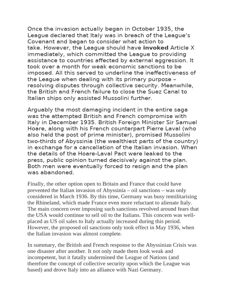 League of Nations' Failure in Abyssinia | PDF | International Relations ...