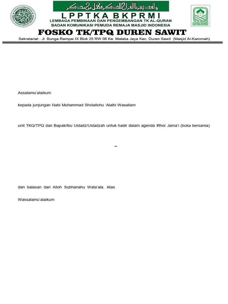 Surat Undangan RIHLAH | PDF