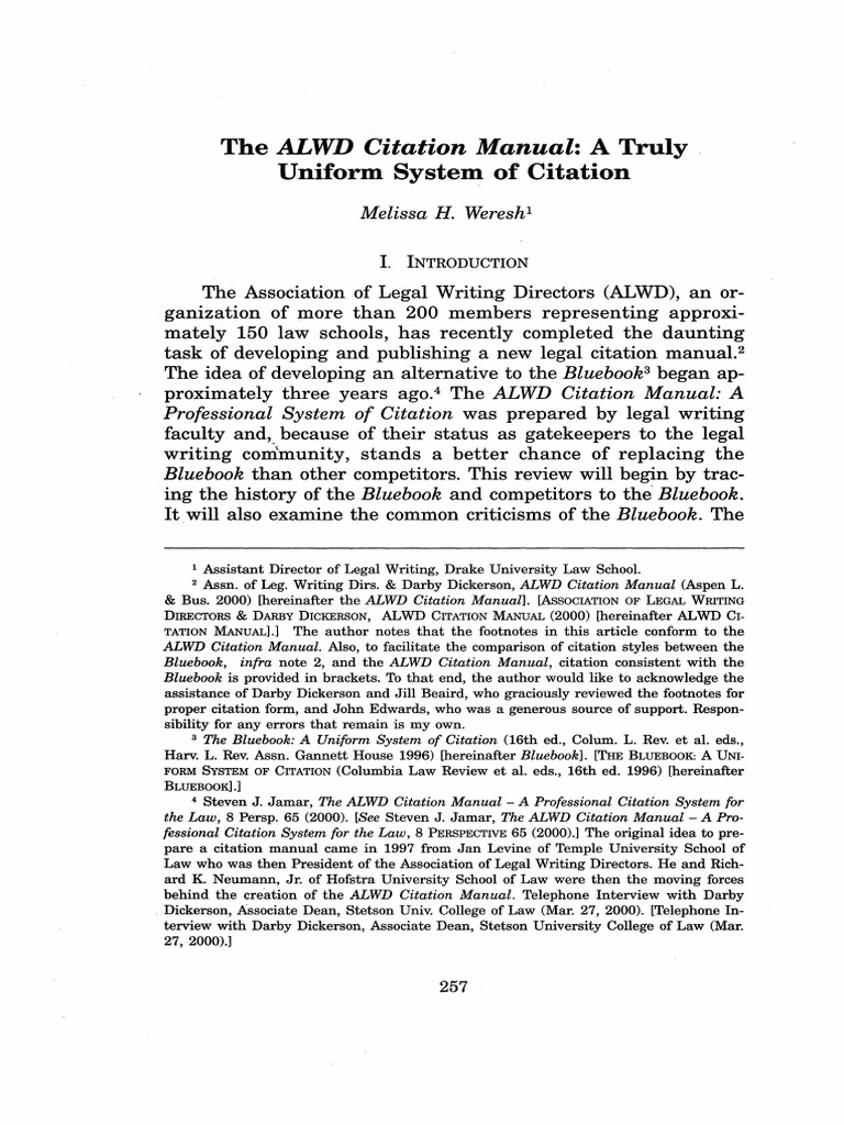 09 The Alwd Citation Manual Weresh | PDF | Citation | Legal Communication