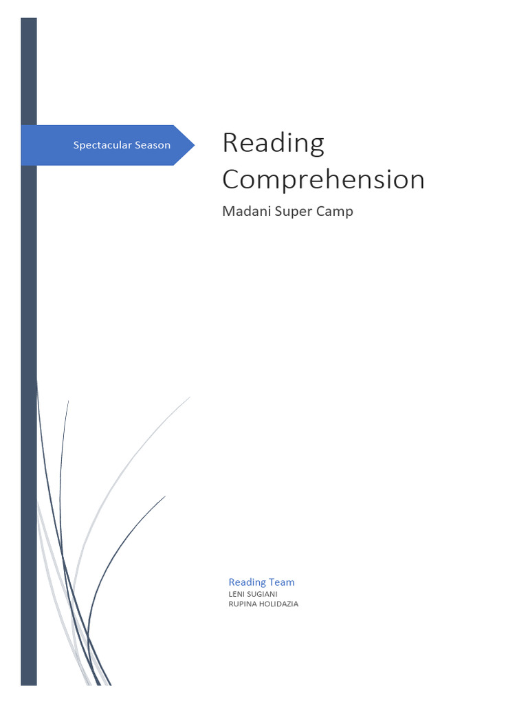 Reading Comprehension Pdf Reading Comprehension