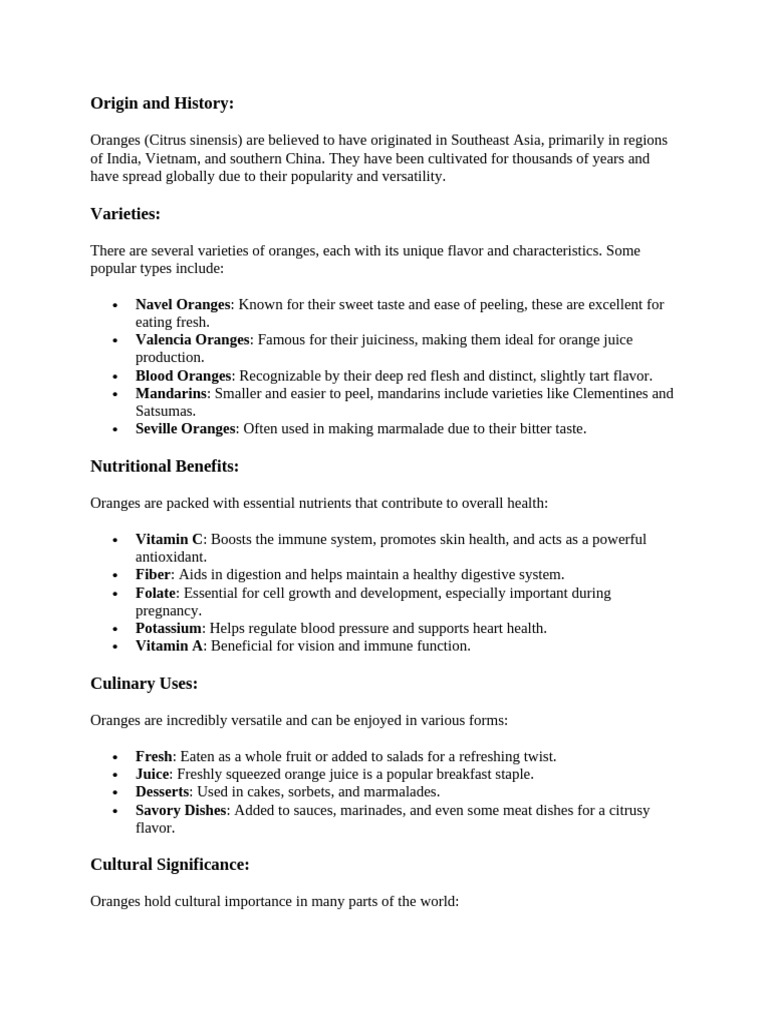 Origin and History:: Navel Oranges Valencia Oranges Blood Oranges ...