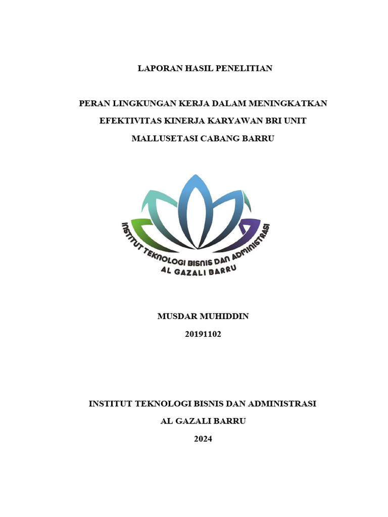 Efektivitas Kerja BRI Barru | PDF