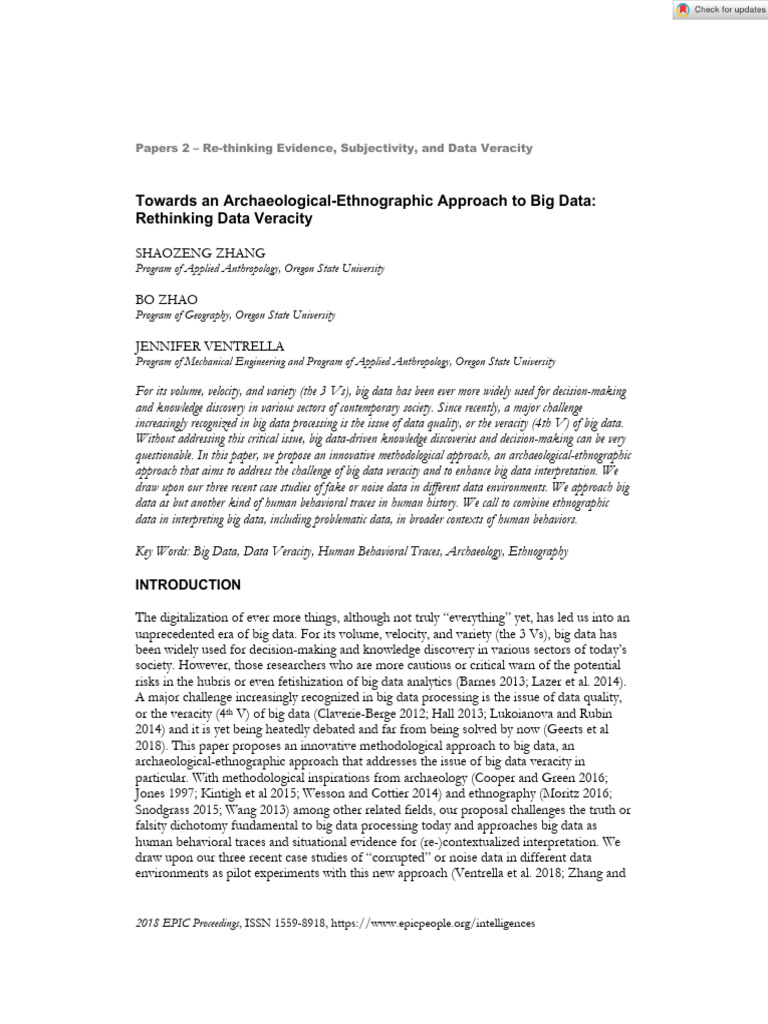 Ethnographic Praxis - 2019 - ZHANG - Towards An Archaeological Ethnographic Approach To Big Data ...