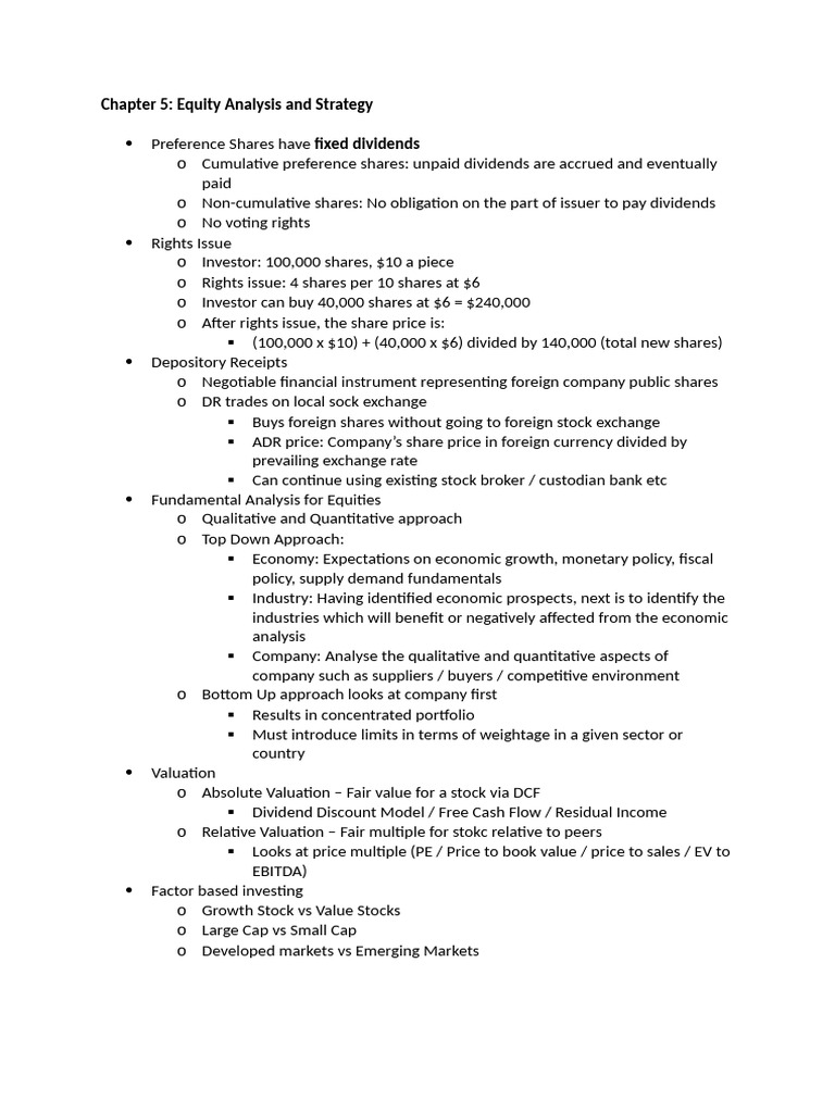 Chapter 5 - Equity Analysis | PDF | Stocks | Valuation (Finance)