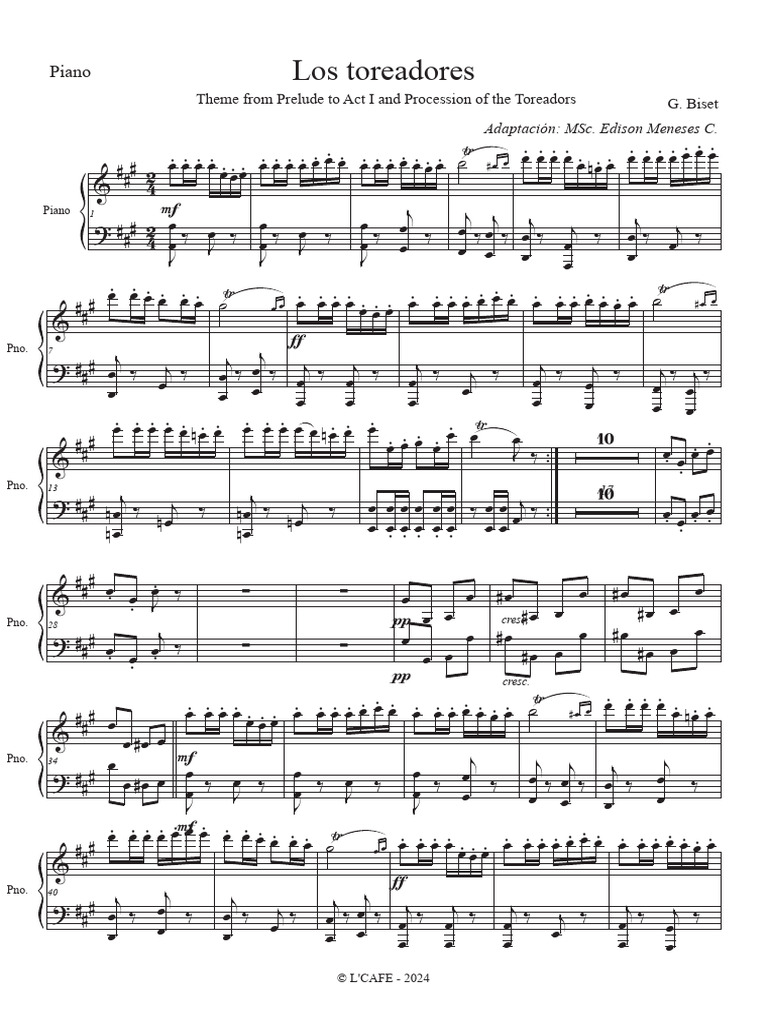 Los Toreadores - Partition Piano | PDF