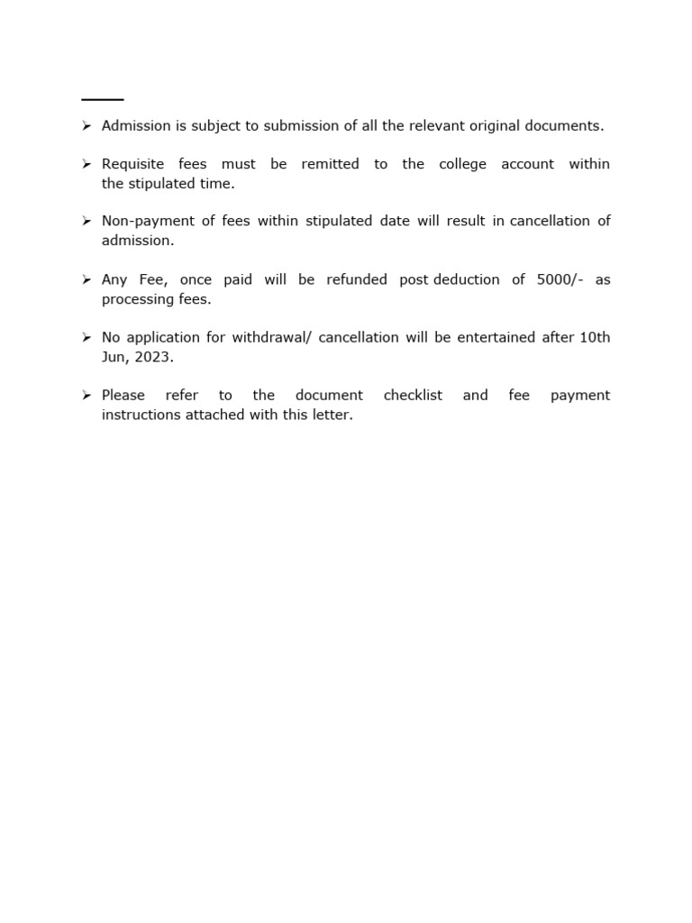 Provisional Admission Letter LLB | PDF | Payments