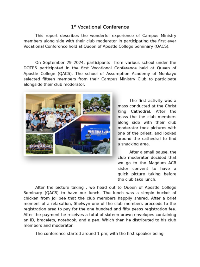 Narrative Report Campus Ministry Second Activity | PDF