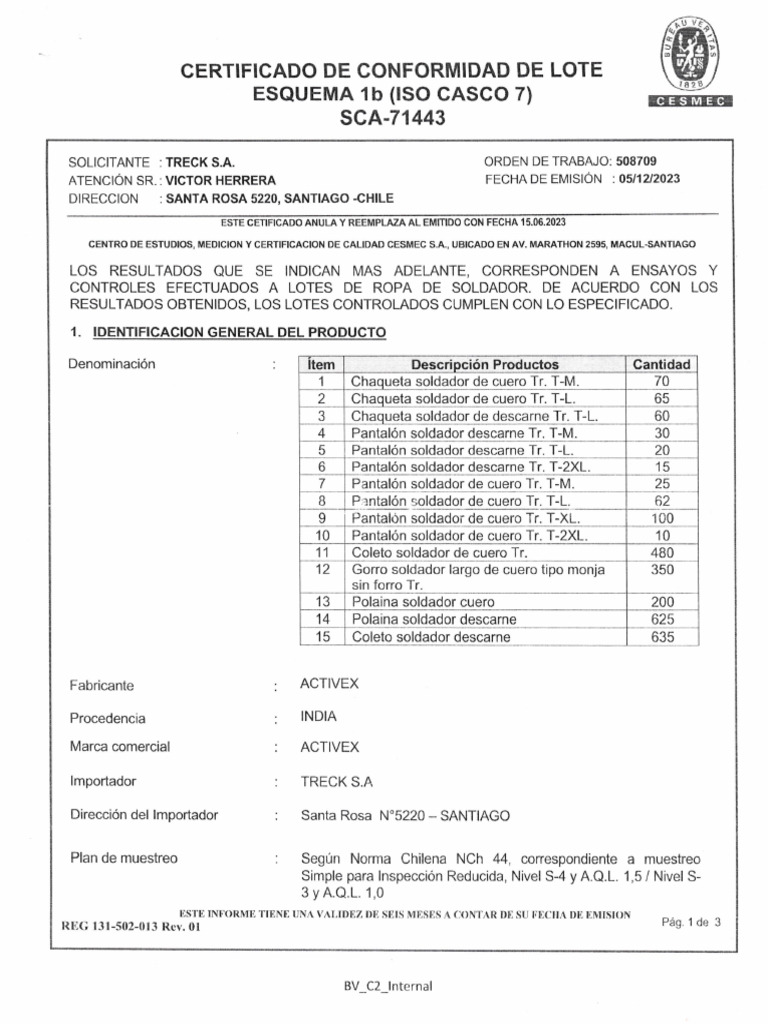 Cert Epp Cesmec 2 | PDF | Materiales