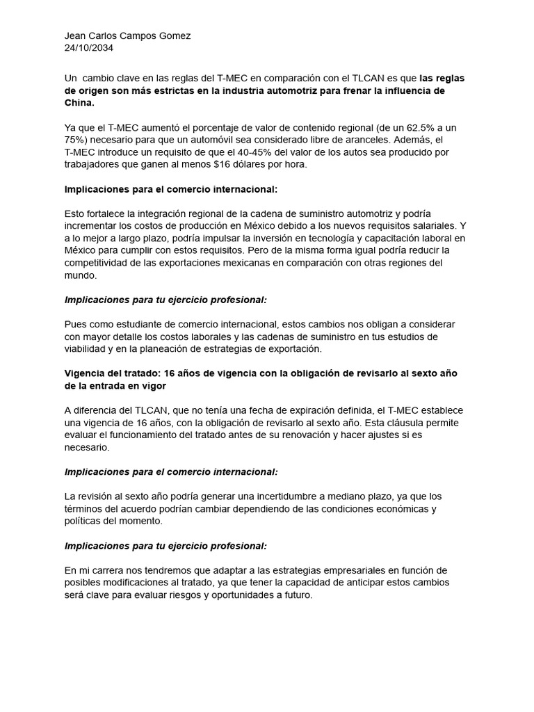 Comparación TLCAN-TMEC | PDF