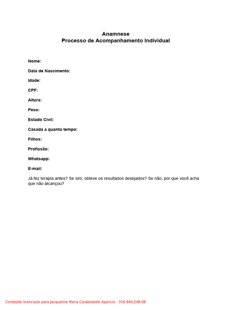 Rote I Rode Anamnes e | PDF | Autoajuda