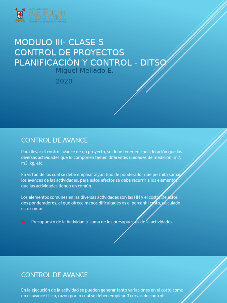 ITO MODULO III - Clase 9-1 Curvas de Avance | PDF | Presupuesto