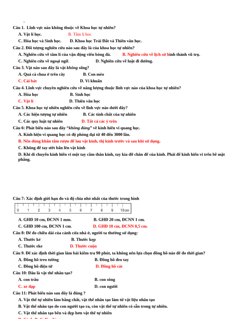 ĐỀ CƯƠNG KHTN 6 | PDF