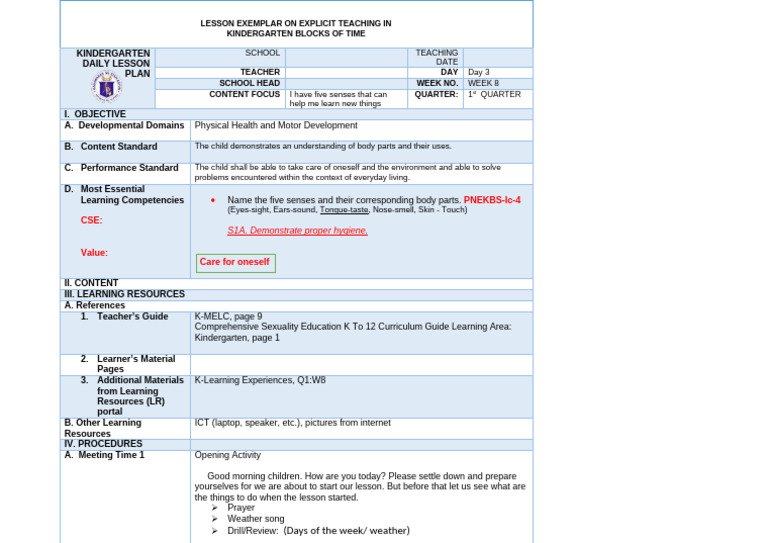 COT 1 - Q1 - WEEK8 - Lesson Exemplar On Explicit Teaching | PDF | Learning | Educational Technology