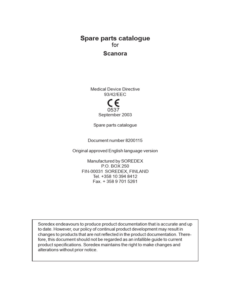 3D Scanora Spare Parts 8200115 v0309 | PDF | Electrical Connector | Screw