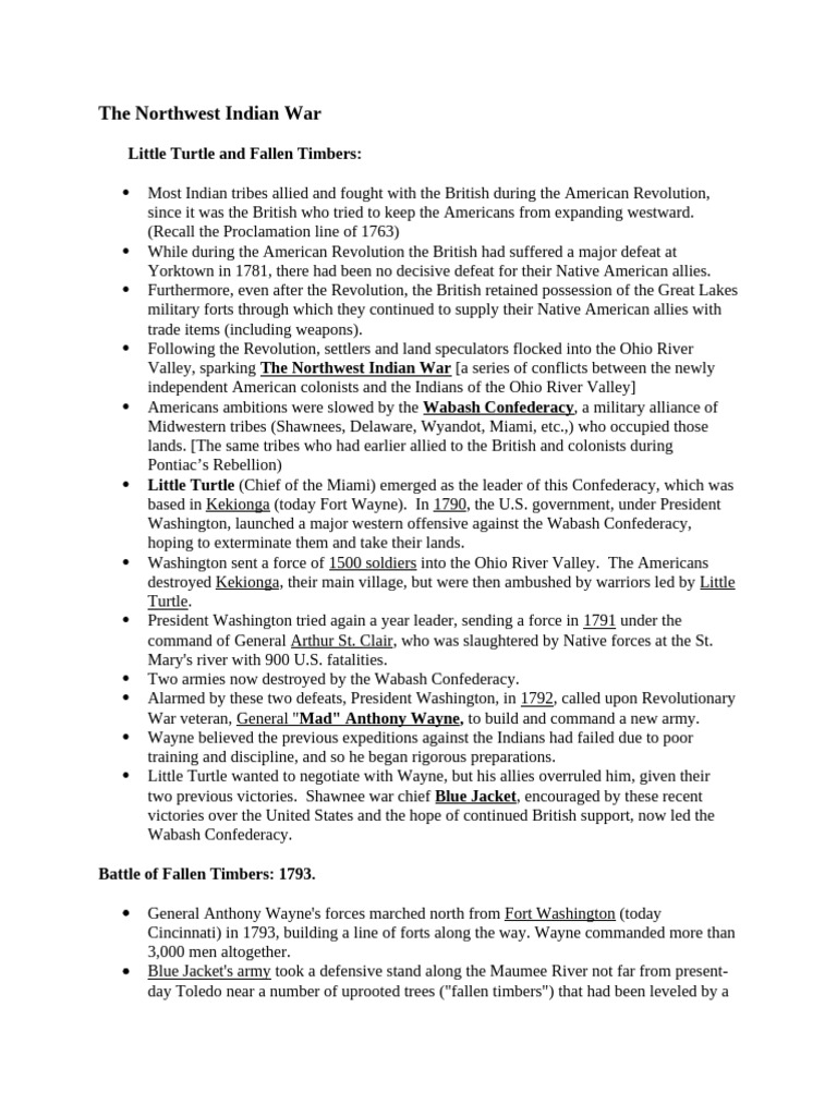 The Northwest Indian War | PDF | United States Federal Indian Policy ...