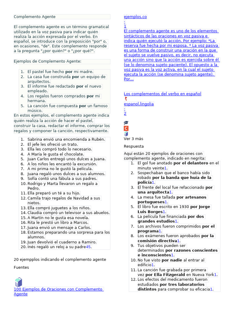 Complemento Agente | PDF | Oración (Lingüística) | Gramática