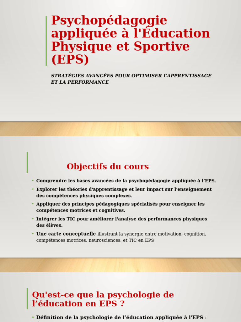 Psychopédagogie Appliquée À L'éducation Physique Et Sportive (-1 | PDF ...