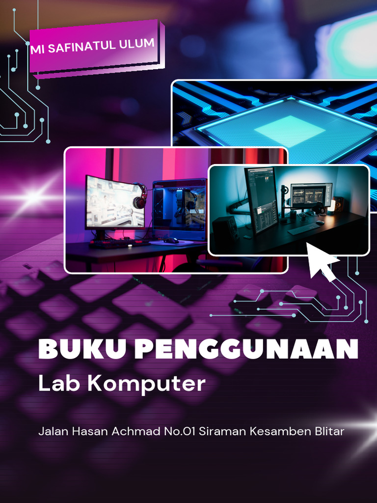 Ungu Hitam Modern Elegan Bingkai Komputer Sampul Modul Ajar Dokumen A4 ...