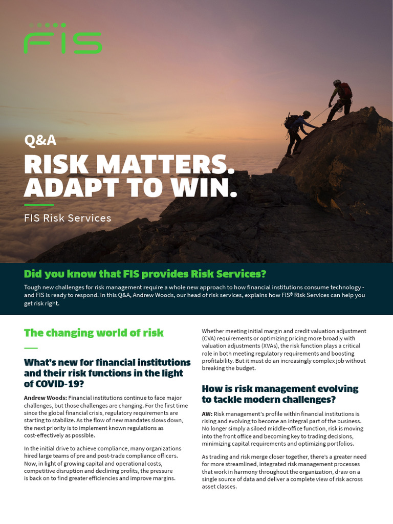 Risk As A Service Adapt To Win QA | PDF | Cloud Computing | Analytics