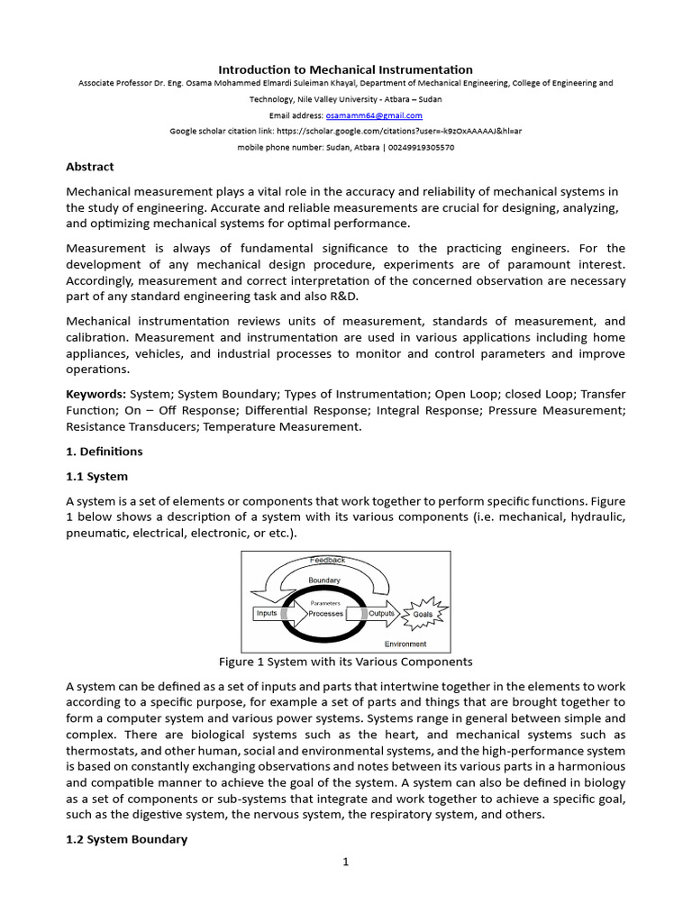 Introduction to Mechanical Instrumentation | PDF | Electrical ...