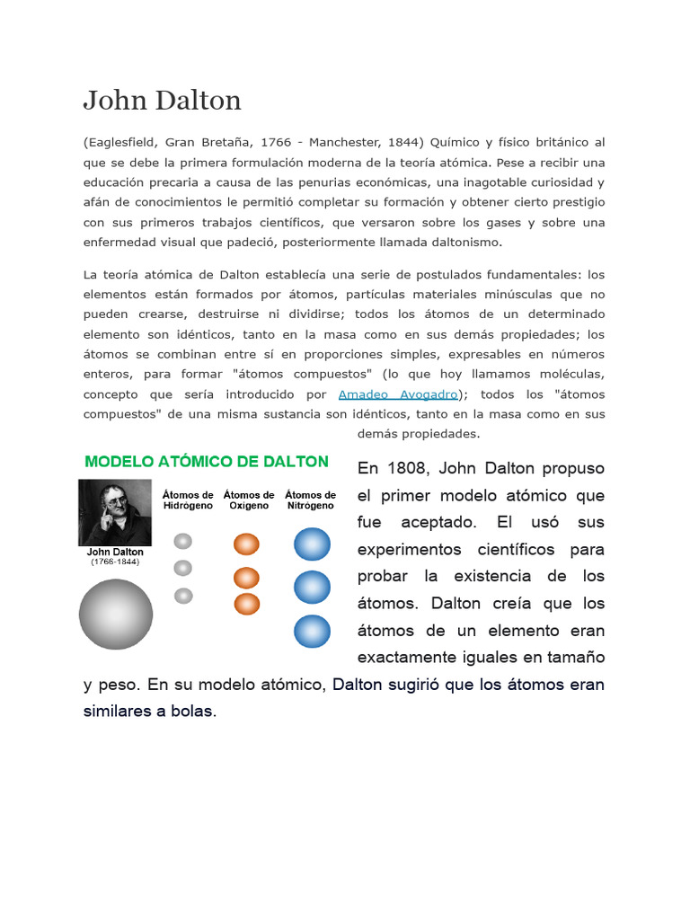 Biografía de John Dalton | PDF