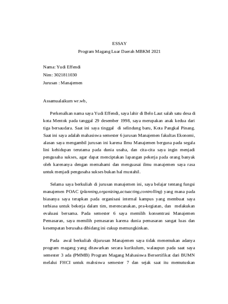 Essay MBKM Yudi FIX | PDF