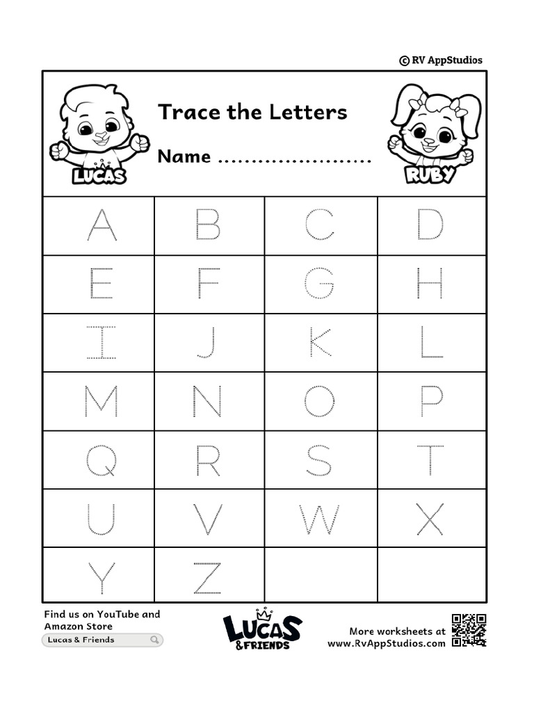 118 Free Printable Worksheets For Kids Capital Alphabet Tracing BW | PDF