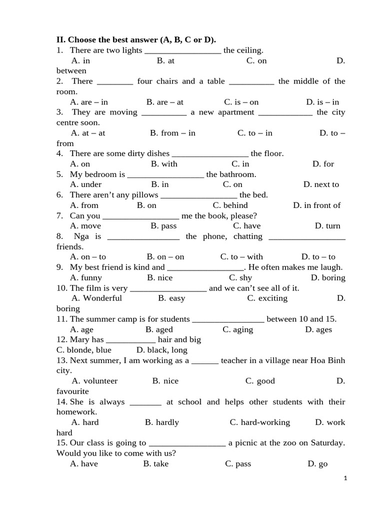 II. Choose The Best Answer (A, B, C or D) | PDF