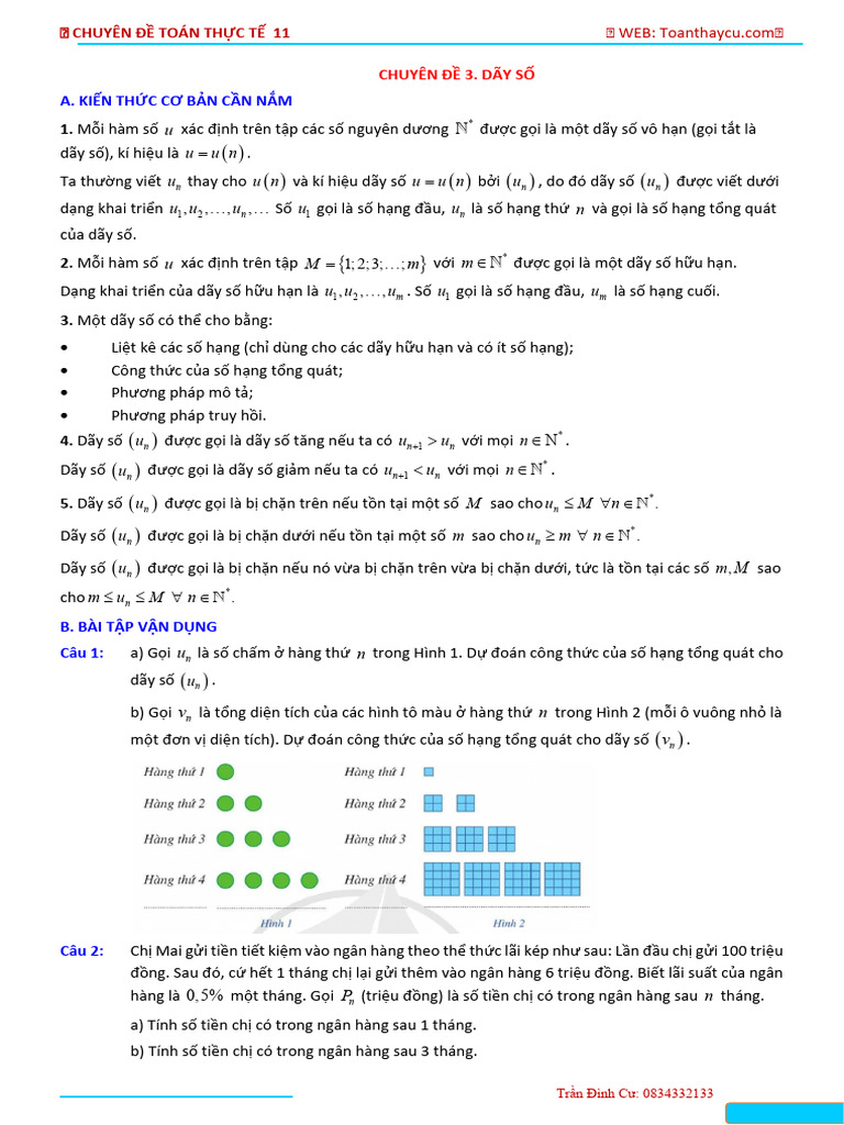 Chuyen de Toan Thuc Te Day So Cap So Cong Va Cap So Nhan Toan 11 | PDF