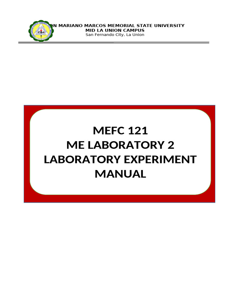 Mefc 121 Laboratory Manual Word | PDF | Boiler | Turbine