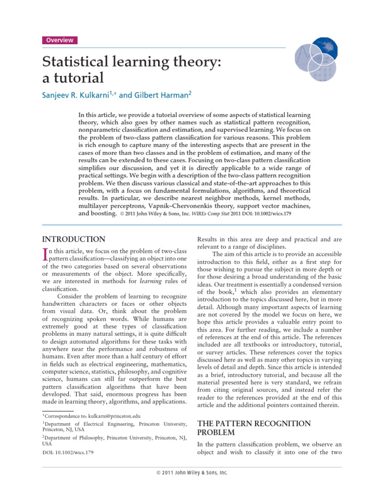 Two-Class Pattern Classification Tutorial | PDF | Artificial Neural Network | Statistical ...