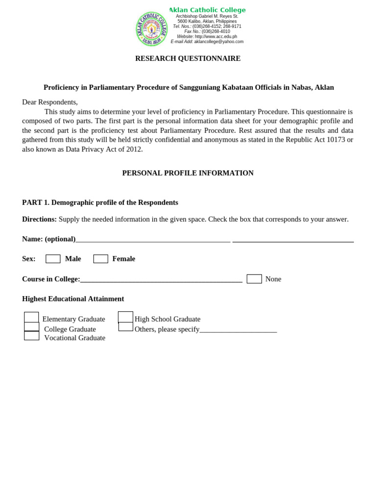 Final Part 2 New Questionnaire - 114009 (1) - Copy - 032649 | PDF