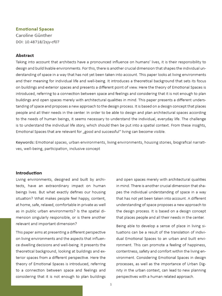 Emotional Spaces - Guenther | PDF | Phenomenology (Philosophy) | Emotions